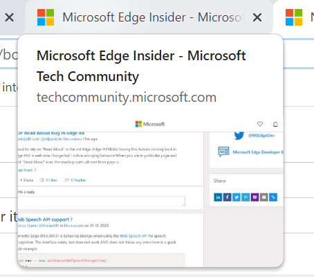 Is there a plan to put in a preview of a tab when you hover over it ...