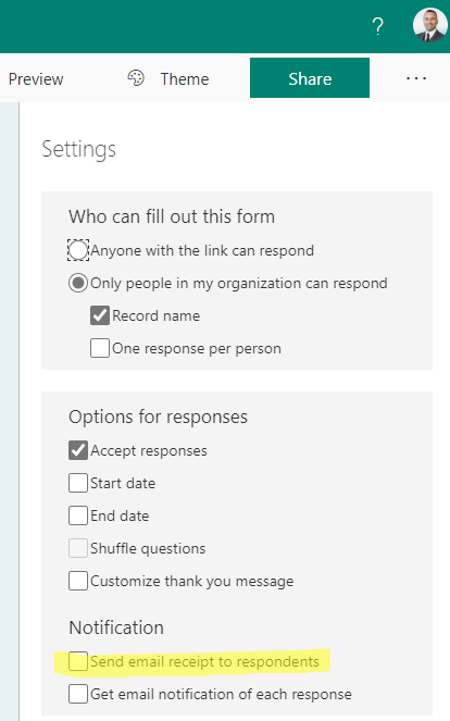 Sending a response after Form completed | Microsoft Community Hub