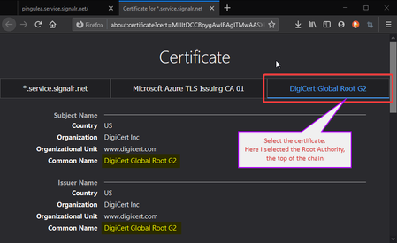 Checking the certificate trust chain for an HTTPS endpoint | Microsoft ...