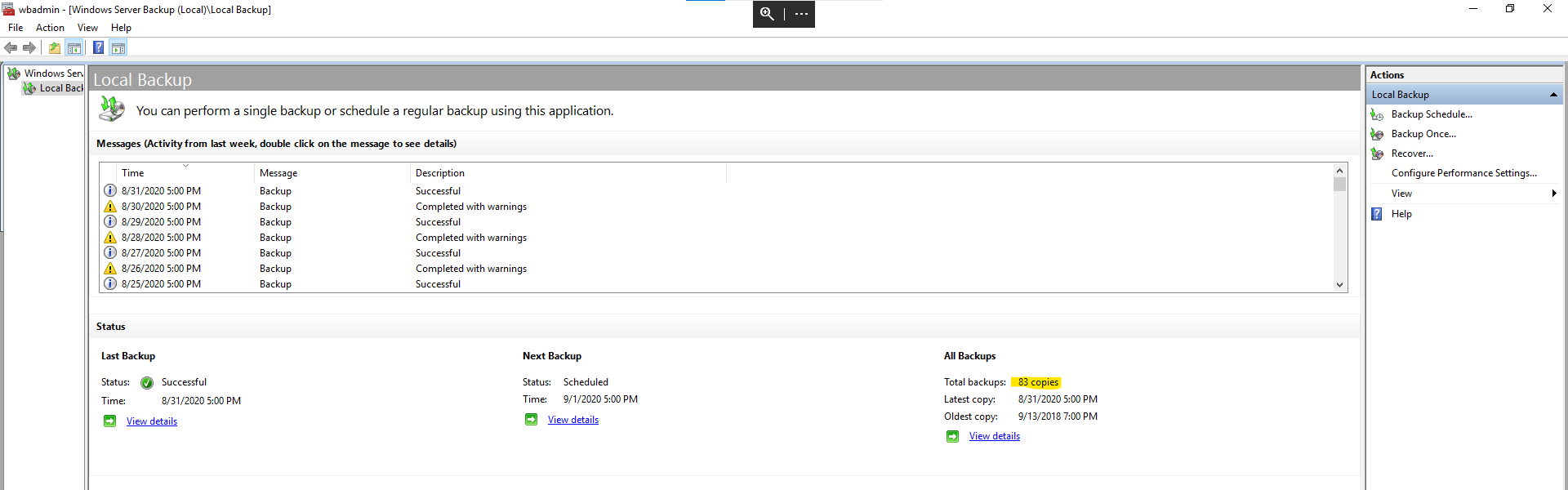 Windows Server 2016 server backup from wbadmin | Microsoft Community Hub