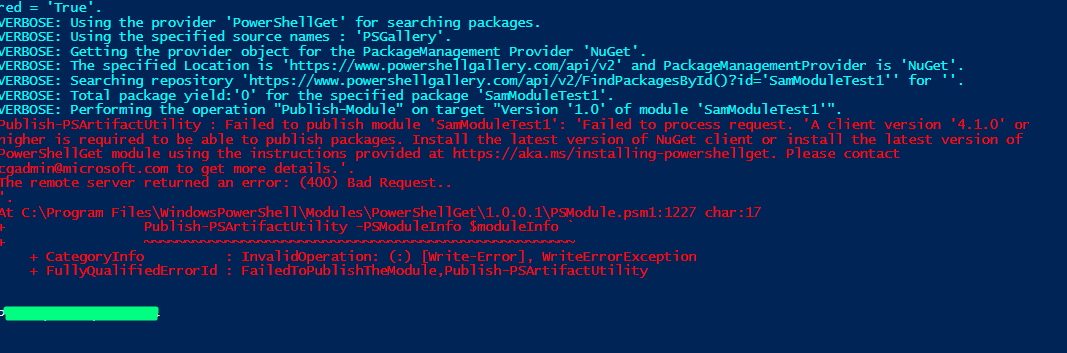Unable to Publish Module to powershell gallery | Microsoft Community Hub
