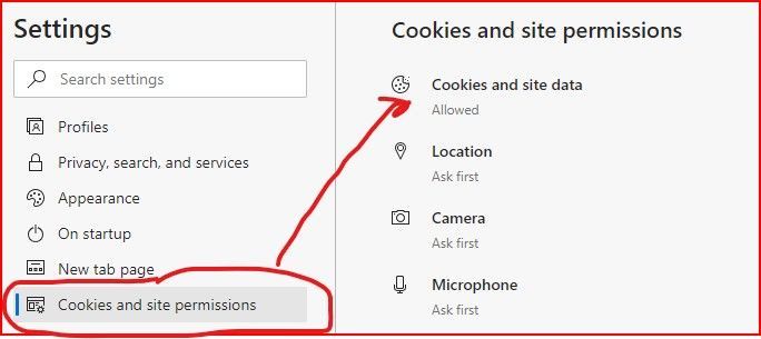 Cookies and site permissions | Microsoft Community Hub