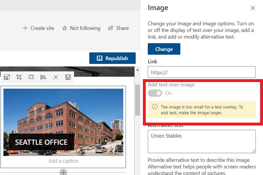 Image webpart - Add text over image | Microsoft Community Hub