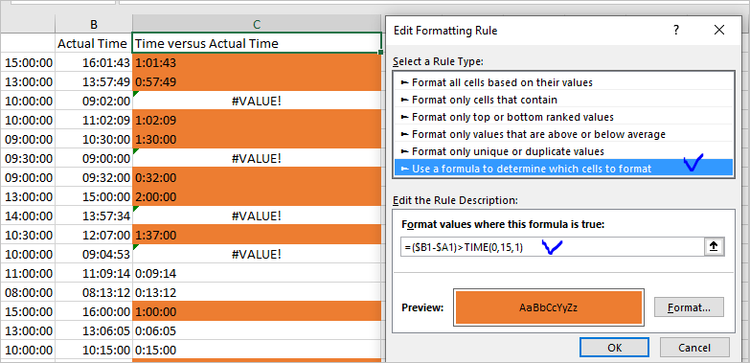 Time Conditional Formatting Help | Microsoft Community Hub