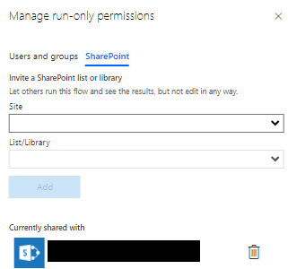 Flows that are Shared to SharePoint List requires Users to have at least Contribute permissions ...