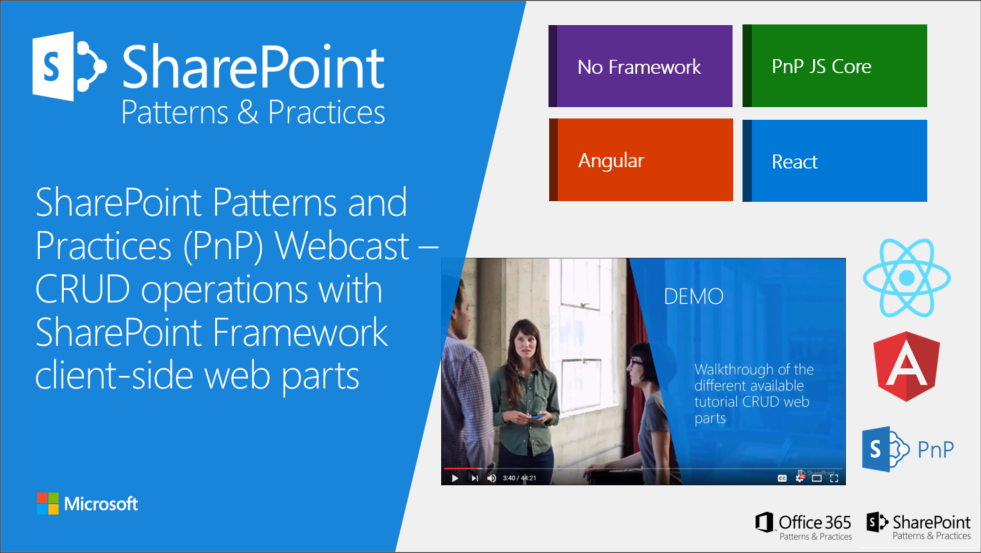 New SharePoint / Office365 Dev PnP webcast - CRUD operations with SPFx client-side web parts ...
