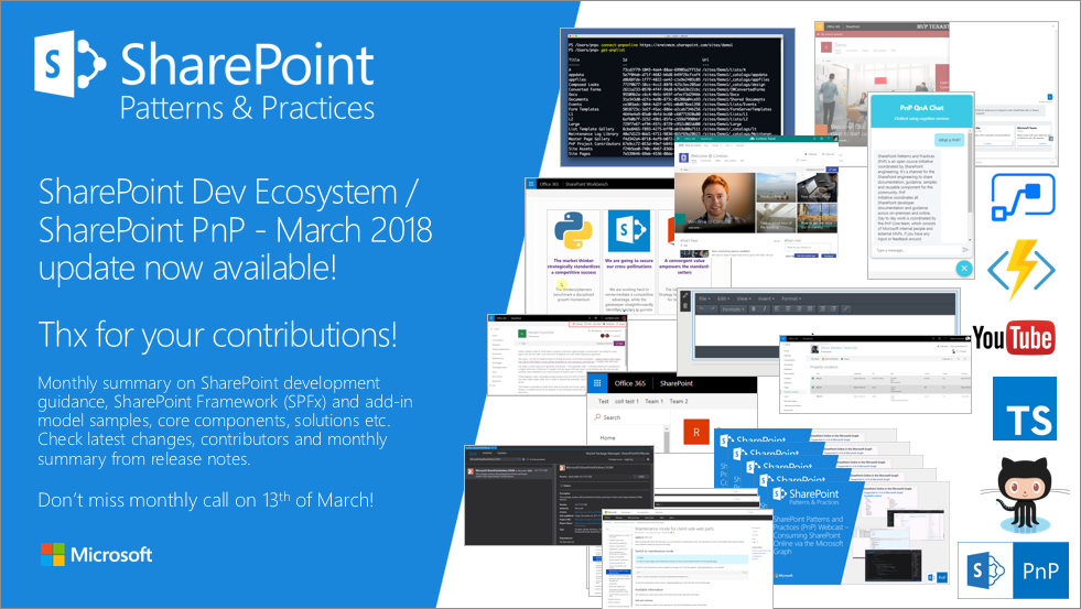 SharePoint Dev Ecosystem / SharePoint PnP - March 2018 update now ...