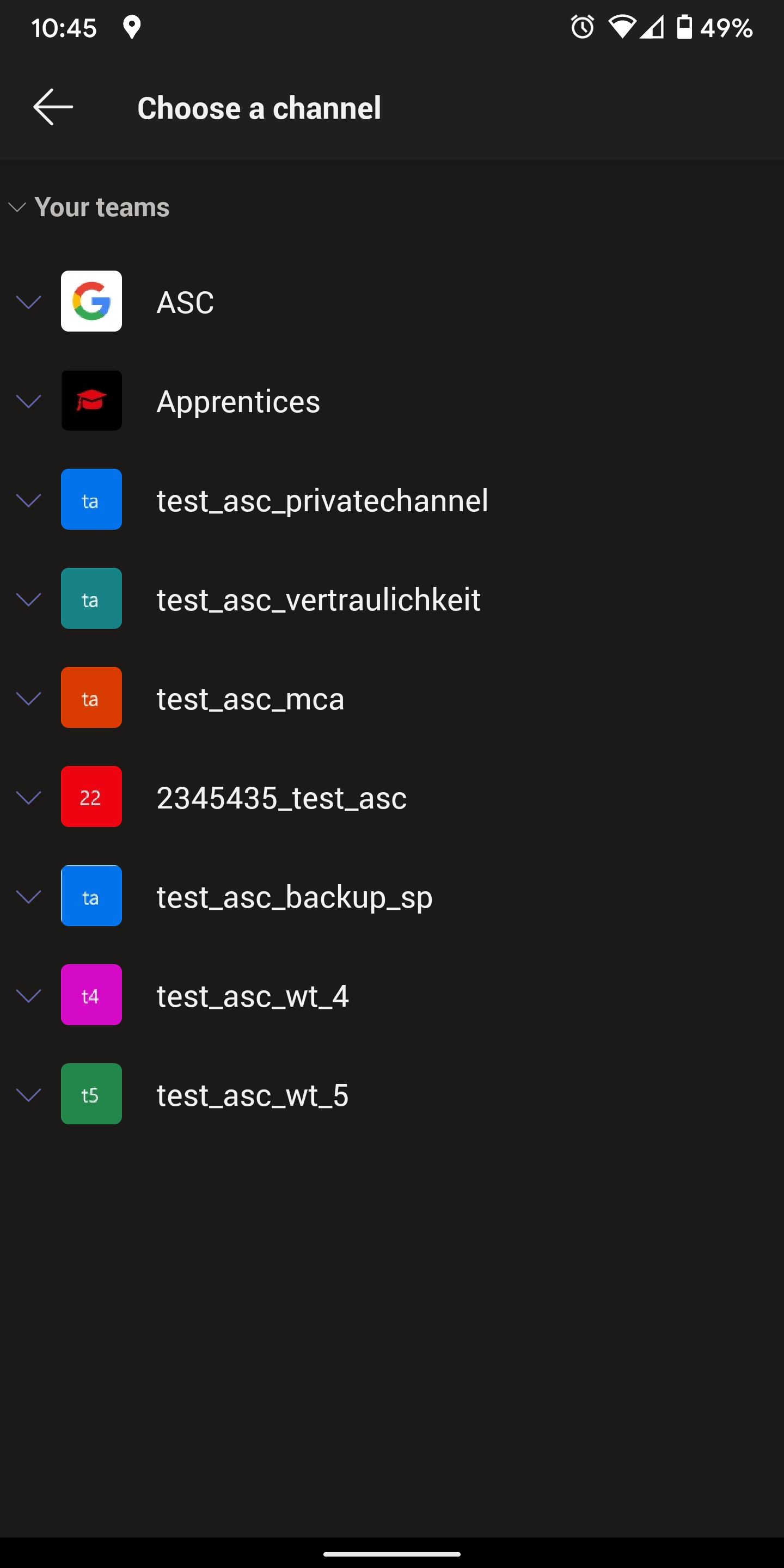 Teams walkie talkie feature doesn't show all teams | Microsoft Community Hub