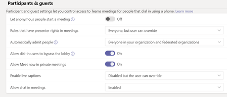 Microsoft Teams Lobby AllowPSTNOnlyMeetingsByDefault | Microsoft ...