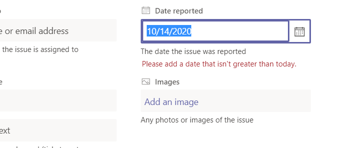 Teams' list - Issue Tracker not accepting today's date | Microsoft ...