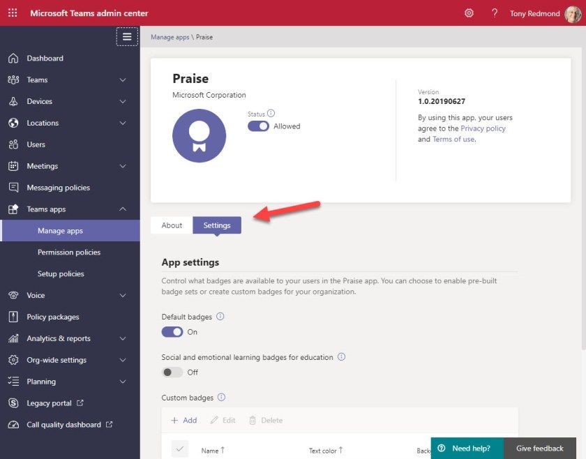 Settings option is missing when managing apps for Teams | Microsoft Community Hub