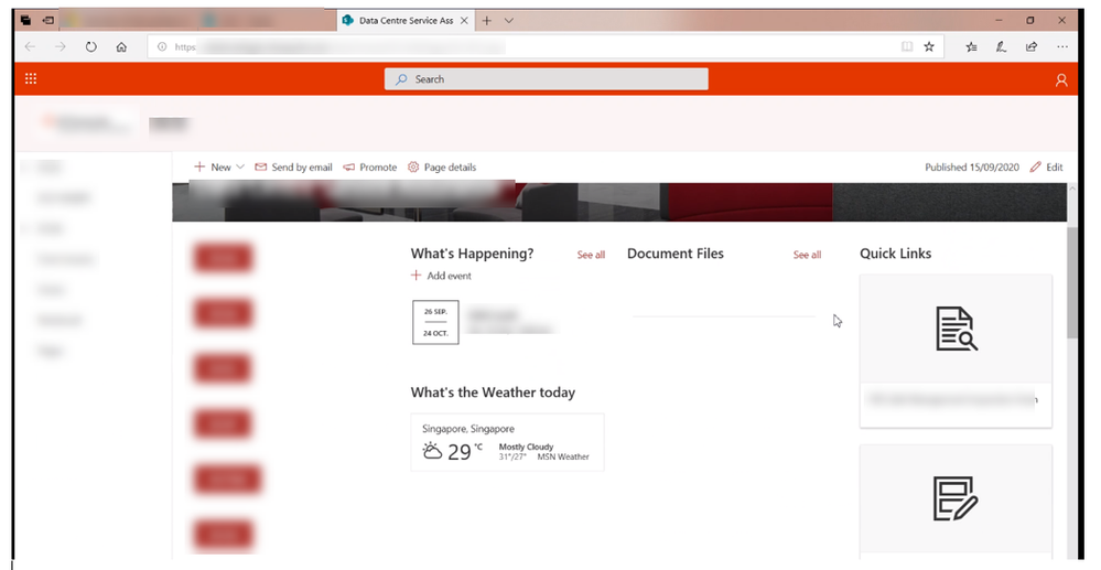 SharePoint Online landing page with lists data from across different classic SharePoint Online ...