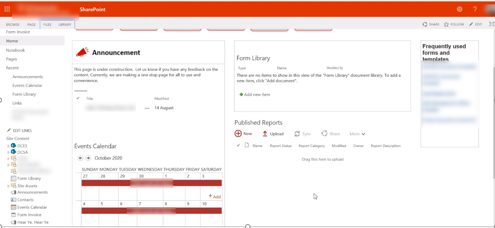 SharePoint Online landing page with lists data from across different classic SharePoint Online ...