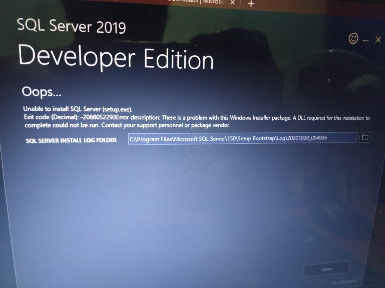 Sql Server 2019 Unable To Install Sql Server Setup Error Code