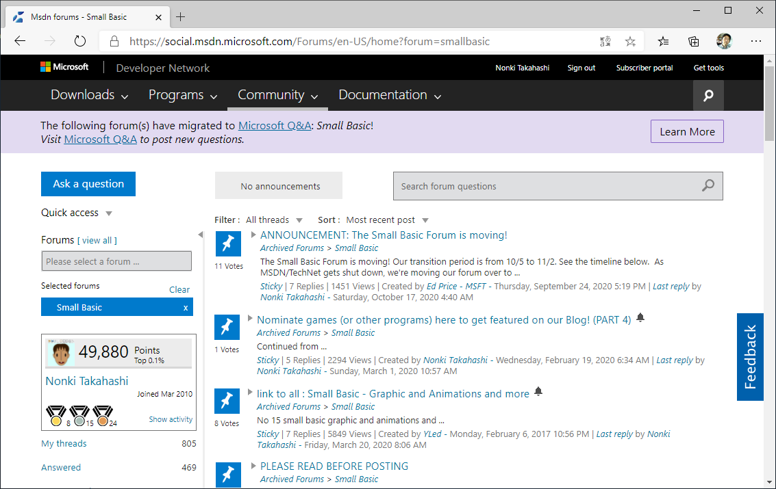 Small Basic Forum Migrated to Small Basic on Q&A | Microsoft Community Hub