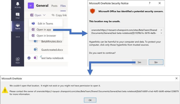 OneNote fails to open when using "Open in app" from Teams | Microsoft Community Hub