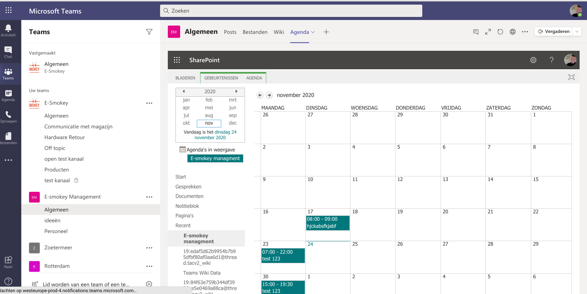 Shared Teams agenda embed into to calendar in teams on the left bar ...