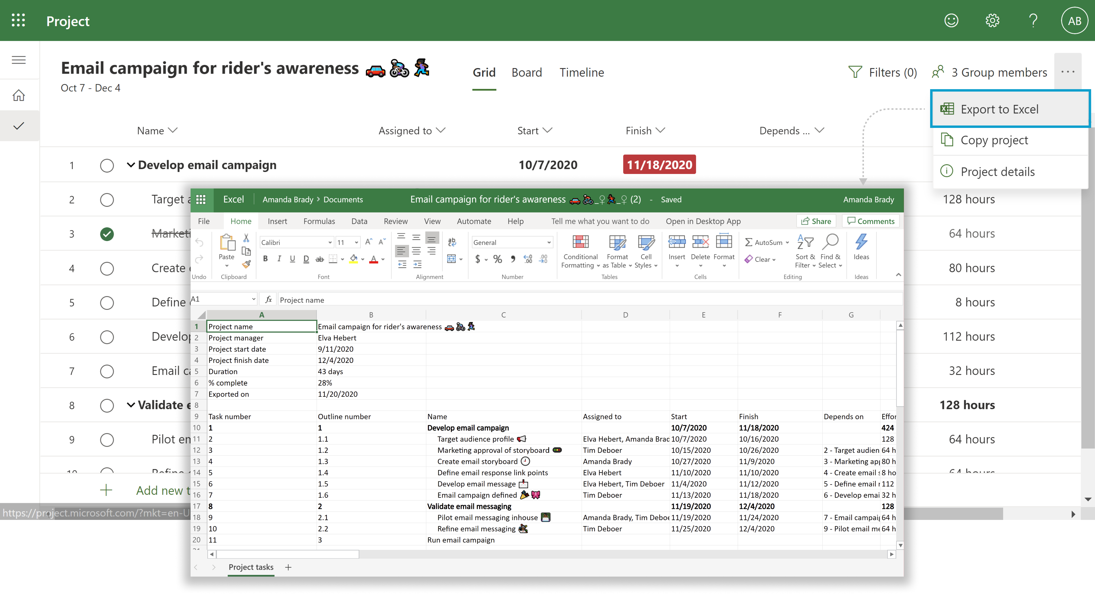 Export your entire project to Excel | Microsoft Community Hub