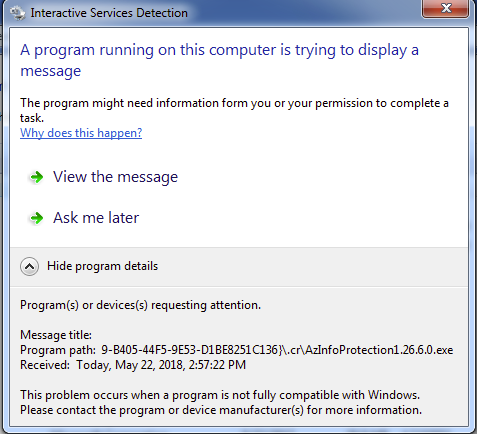 Interactive Services Detection pop-up when updating AIP client to v1.26 ...