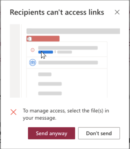 "Recipients can't access links" when message includes links to ...