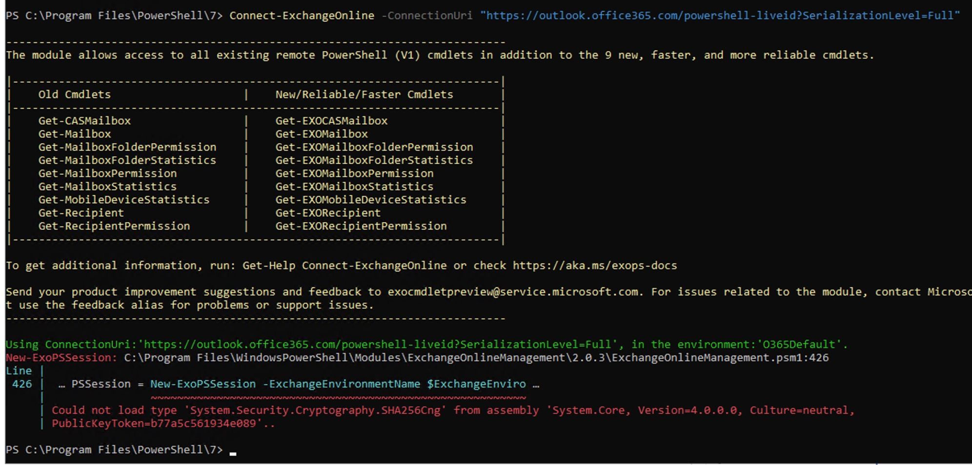 Problem with Exchange online Powershell | Microsoft Community Hub