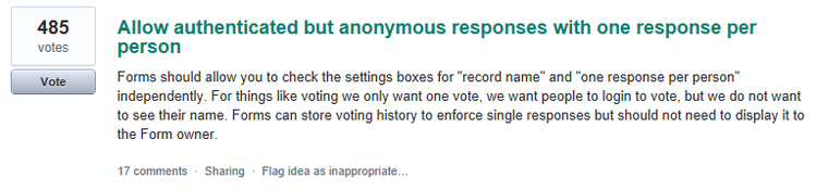 Allow authenticated but anonymous responses with one response per ...