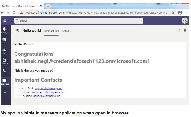 Teams Tab Is Not Able To Load In Teams Desktop Application Using Microsoft Teams Toolkit