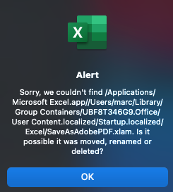 Alert message when opening Excel | Microsoft Community Hub
