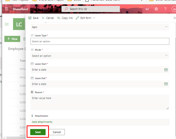 Change caption on 'Save' button in list item create form | Microsoft Community Hub