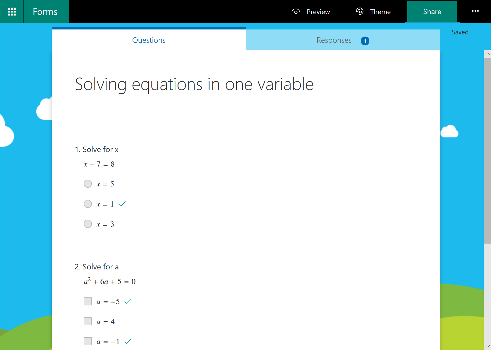Create a Math Quiz in Microsoft Forms | Microsoft Community Hub
