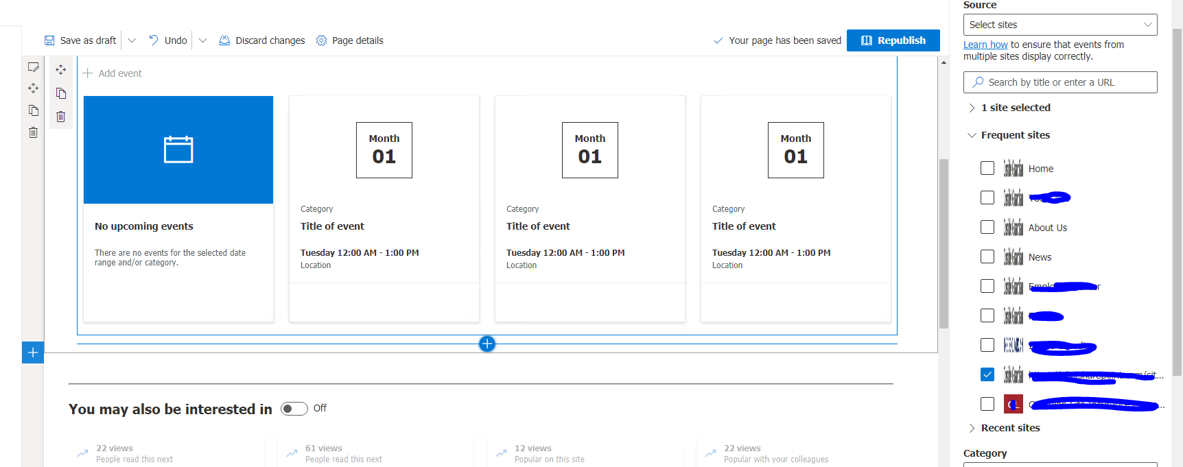 Events webpart - Not showing event from root site | Microsoft Community Hub