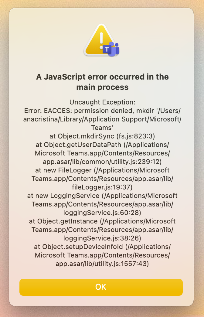 JavaScript Teams problem in Mac | Microsoft Community Hub