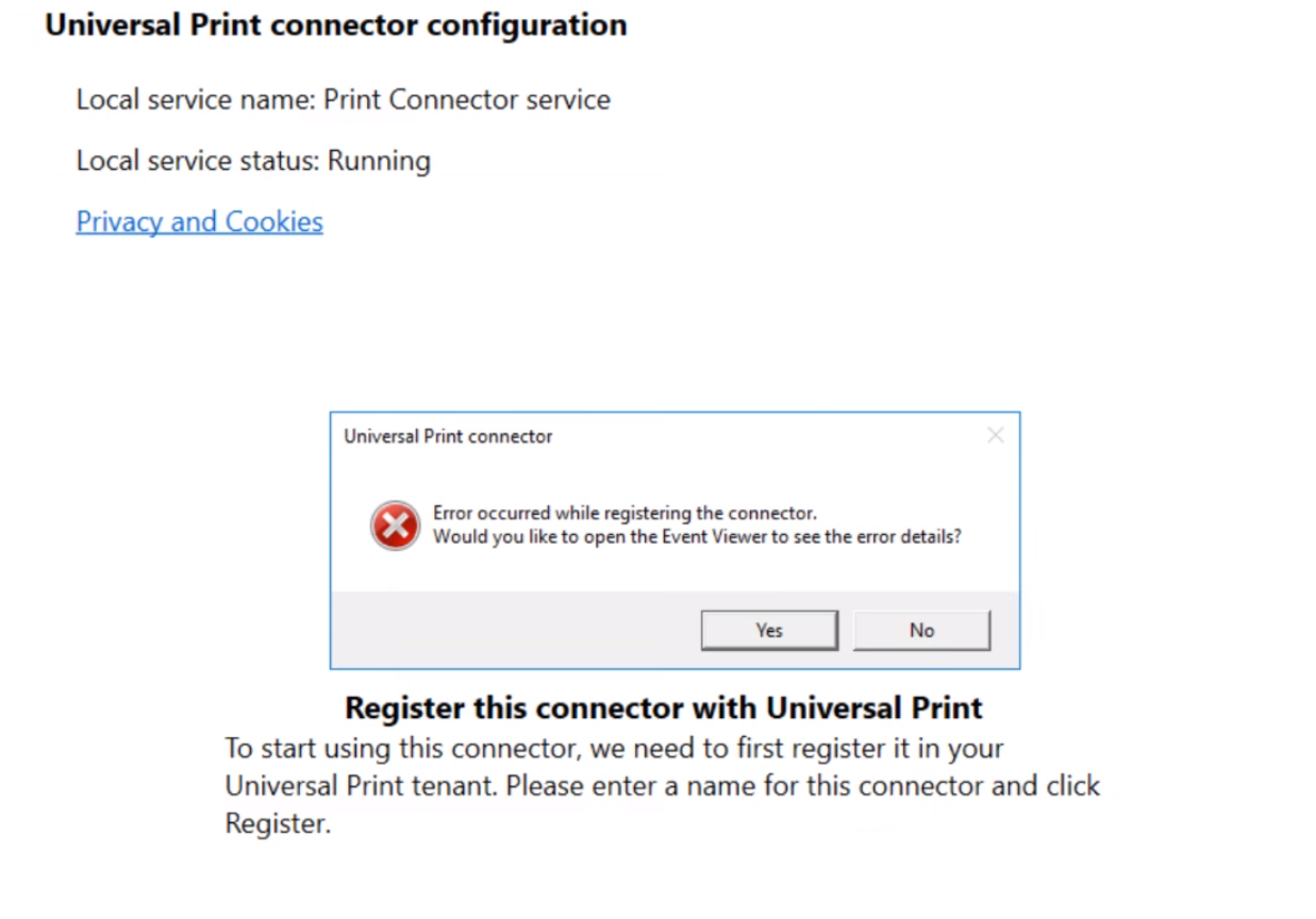 Error occurred while registering the connector | Microsoft Community Hub