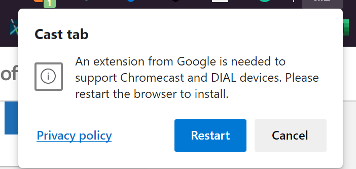 Cast button crashes edge | Microsoft Community Hub