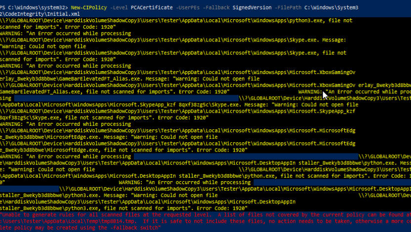 encountering errors in creating a new CI policy | Microsoft Community Hub