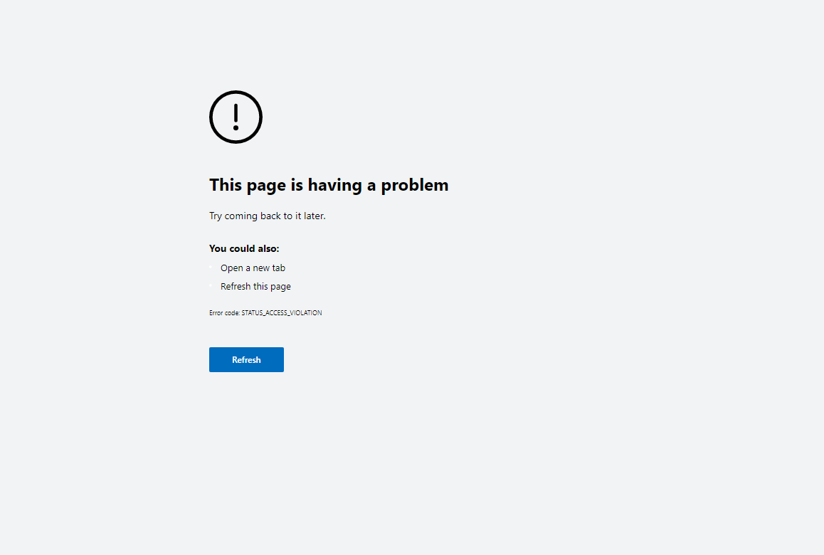 [Fixed] anyone else experiencing page crash on Edge latest canary upon ...