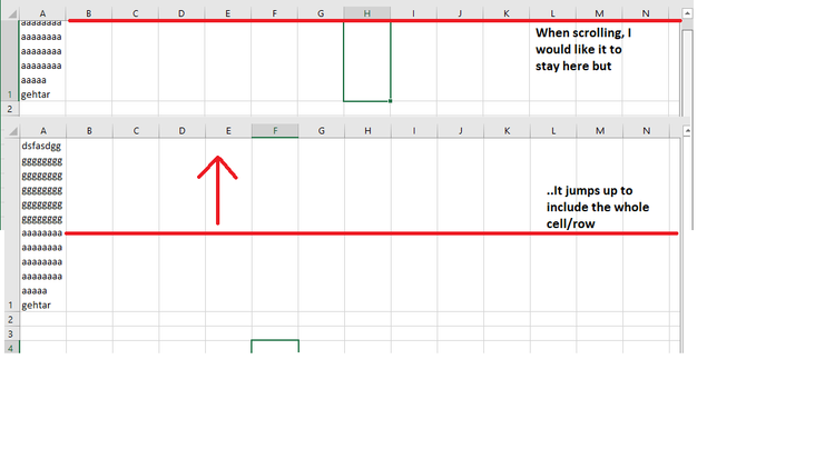 How do I stop Excel autoscrolling to fit the rows? | Microsoft ...