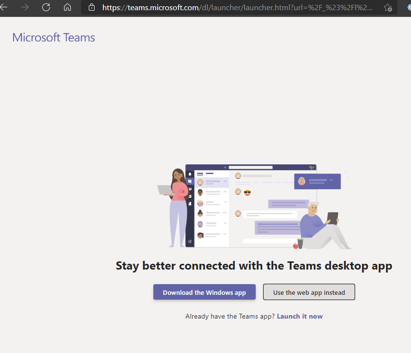 Possible to permanently bypass webpage that launches Teams Desktop app? | Microsoft Community Hub