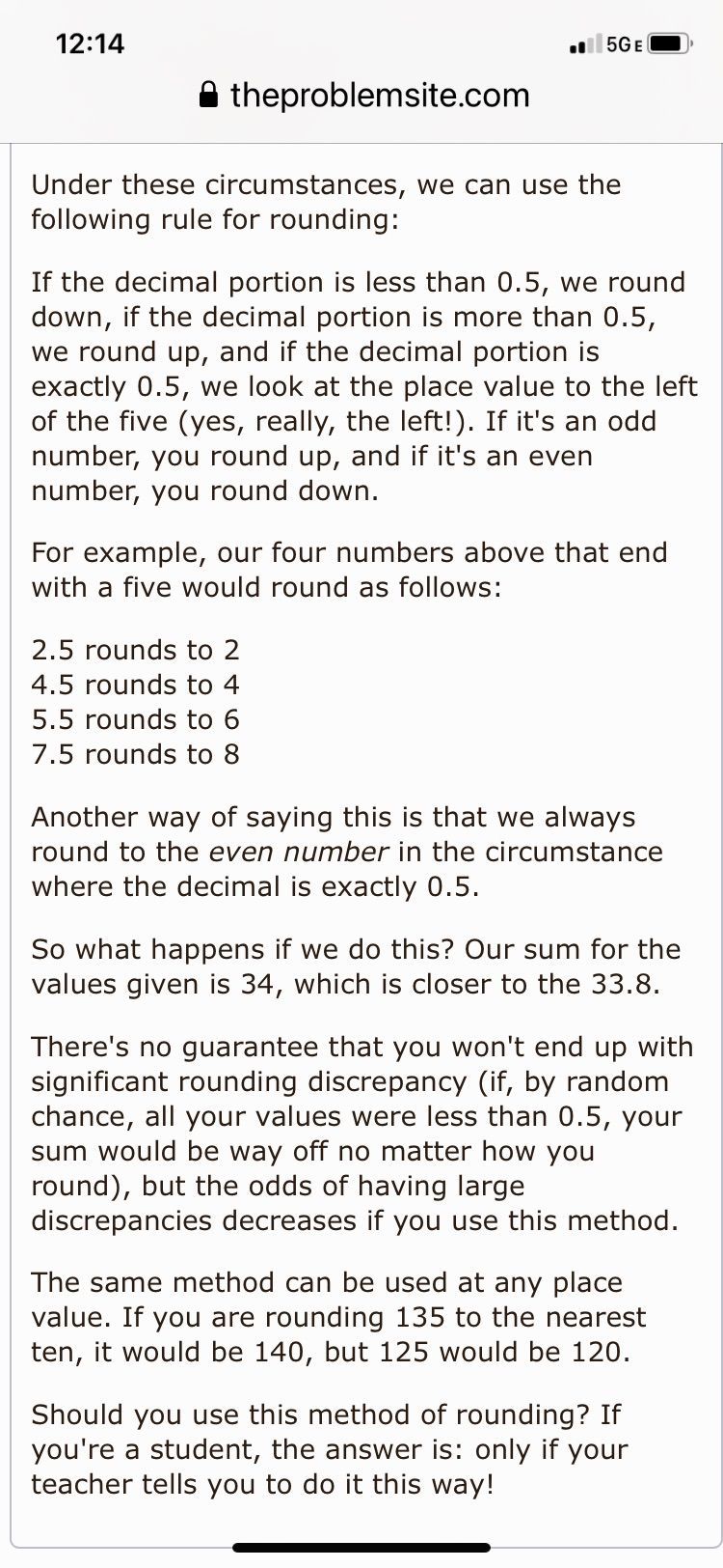 Rounding problem using only hundredths and thousand place based on even ...