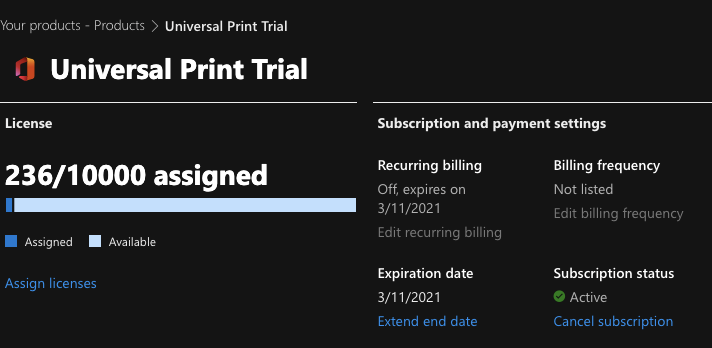 Universal Print Trial Expiration | Microsoft Community Hub