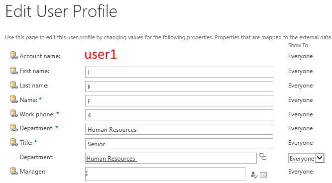 User department not displaying when reading from user profile using ...