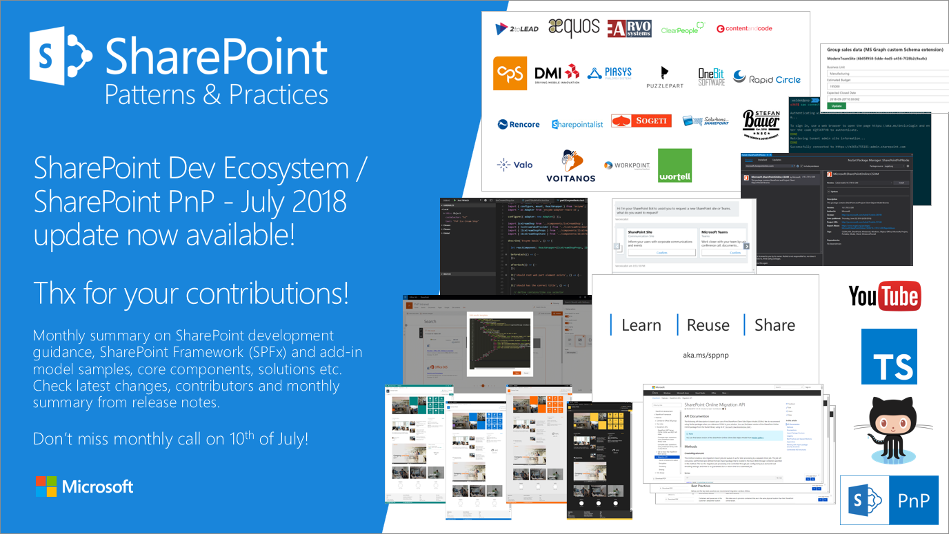 SharePoint Dev Ecosystem / SharePoint PnP - July 2018 update now ...
