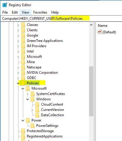 Registry HKEY_CURRENT_USER\Software\Policies\Microsoft\Office\16.0\Outlook is missing ...