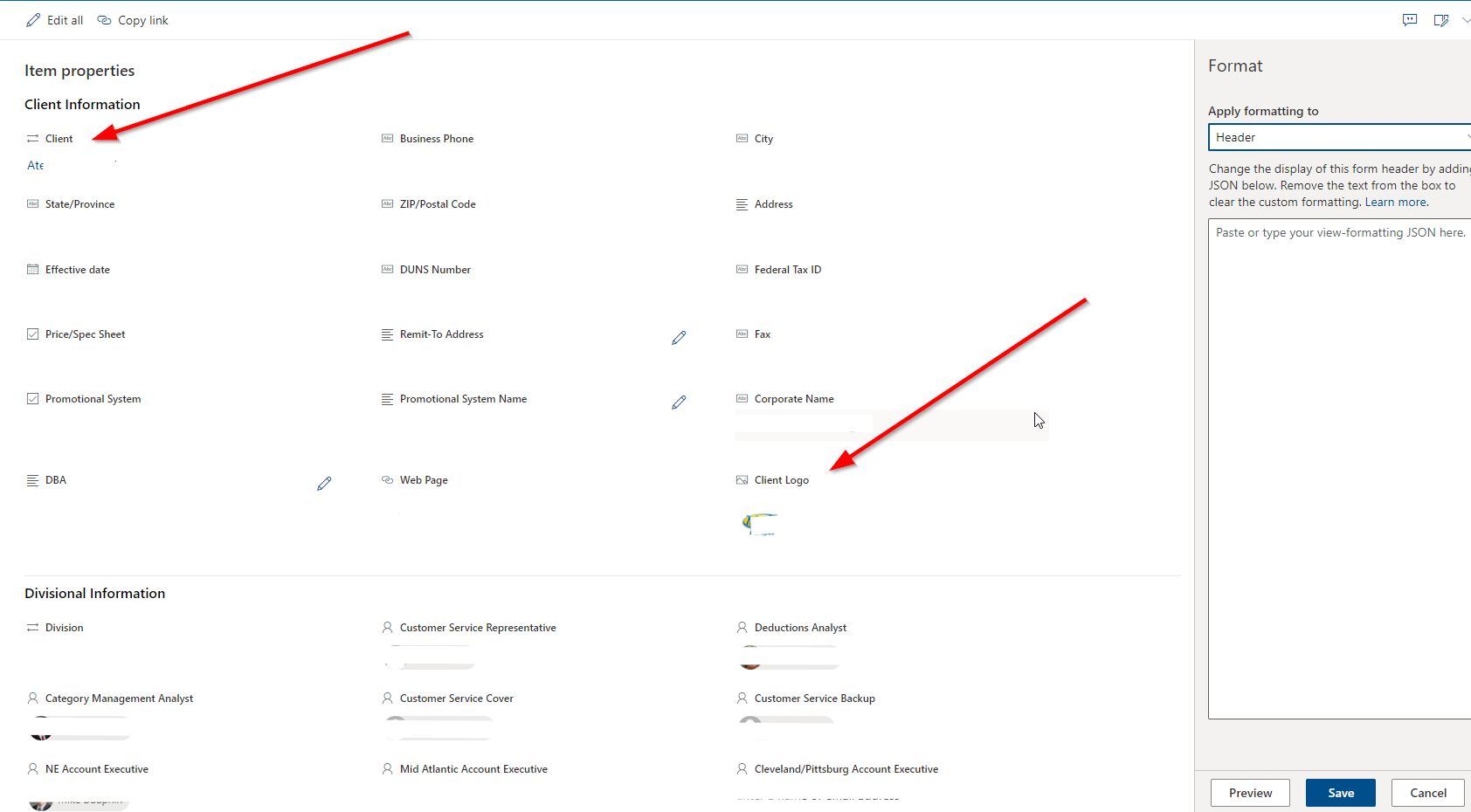 problem with json list formatting - header | Microsoft Community Hub
