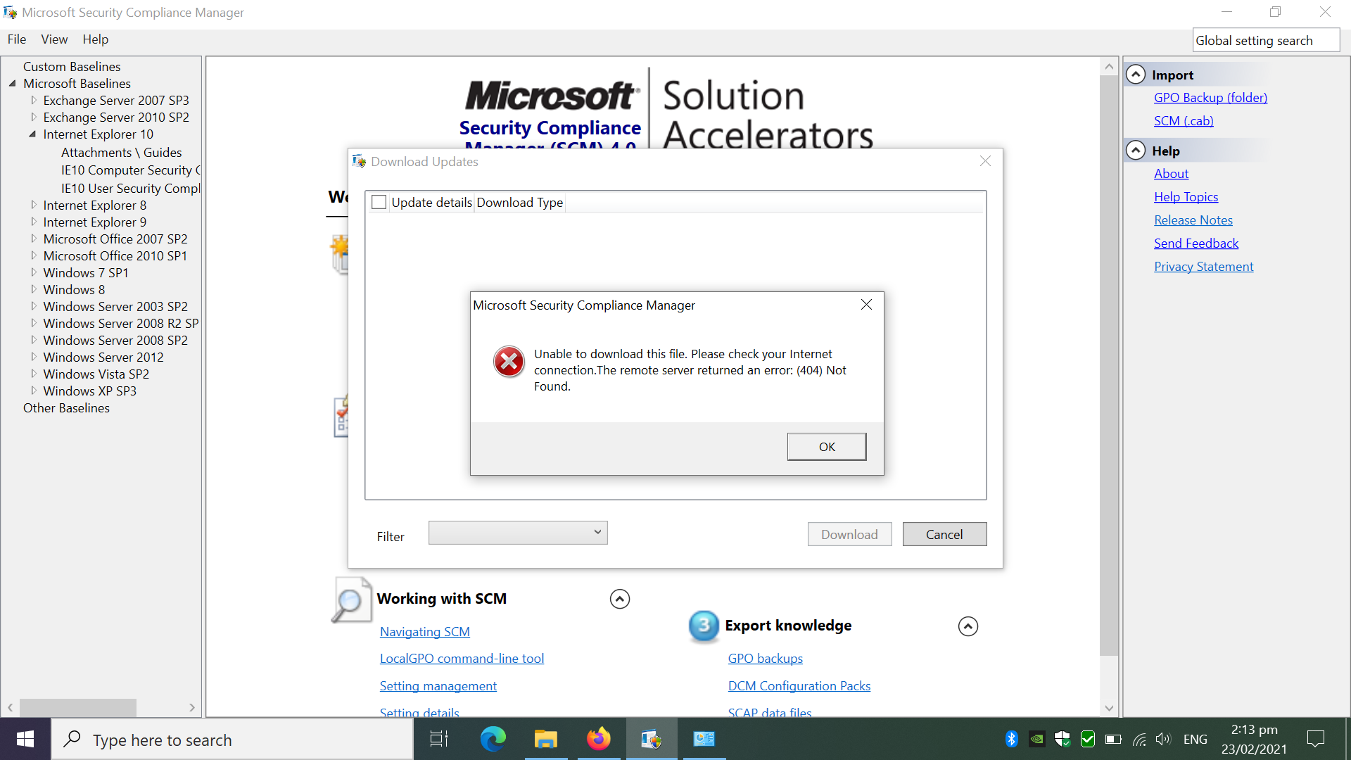 i cant update microsoft security compliance manager after i installed ...