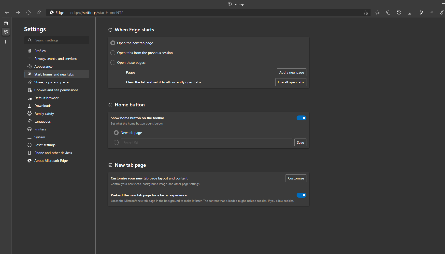 New Improvements to Edge settings - smart merge (new tab page, home ...
