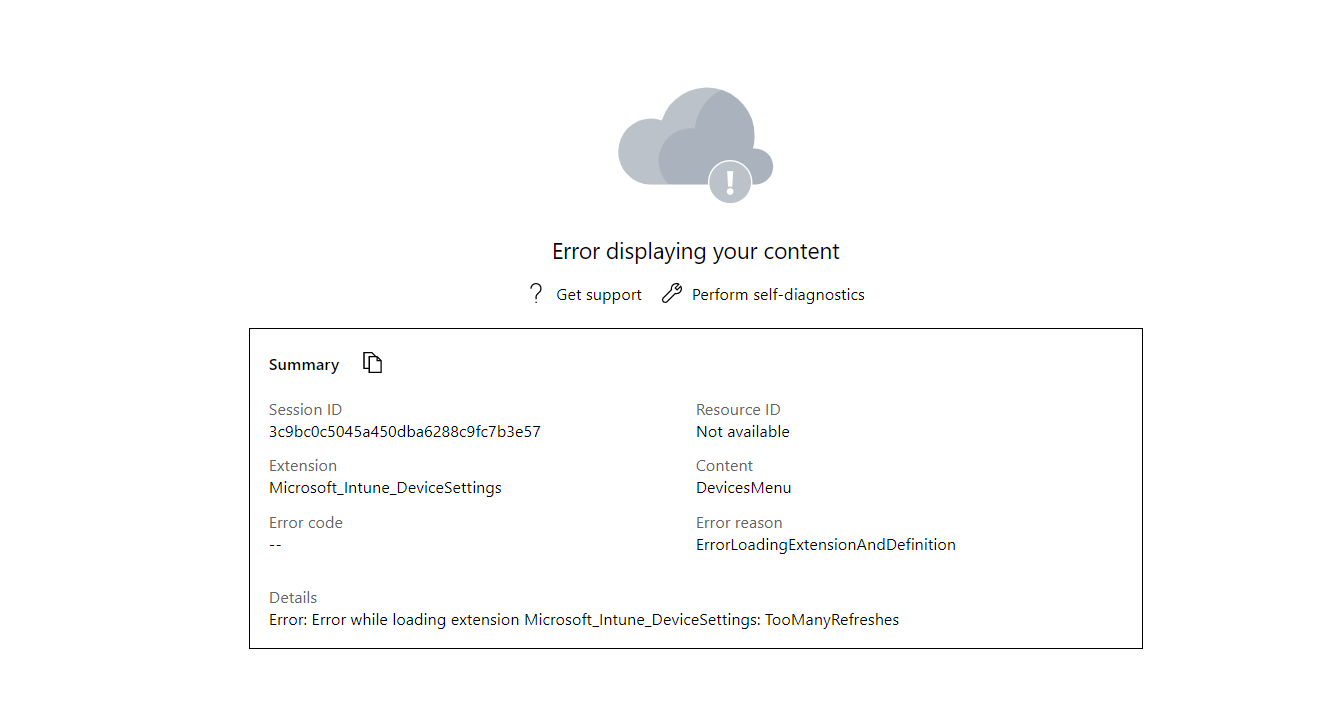 Error while loading extension Microsoft_Intune_DeviceSettings: | Microsoft Community Hub