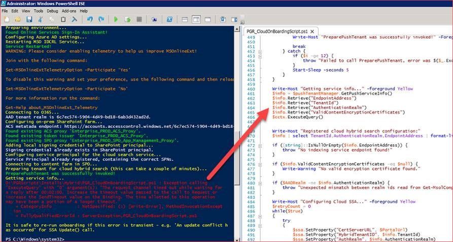 Hybrid Search - Onboarding Cloud SSA Error | Microsoft Community Hub