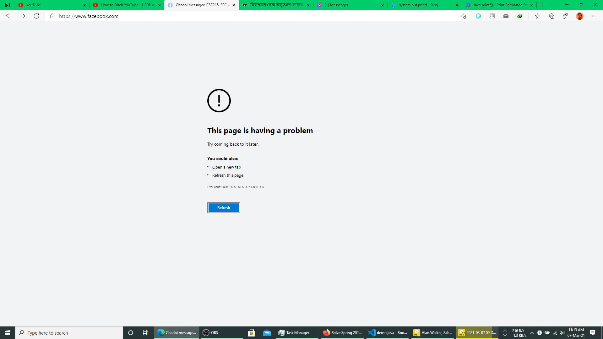 SBOX_FATAL_MEMORY_EXCEEDED on Facebook | Microsoft Community Hub