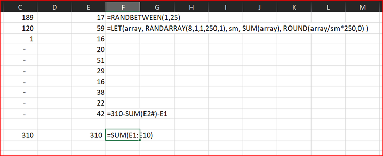Determining random numbers that add up to a predetermined sum ...